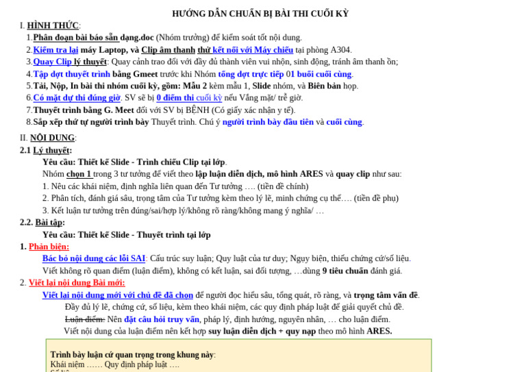 Huong Dan Lam Bai Thi Cuoi Ky | PDF
