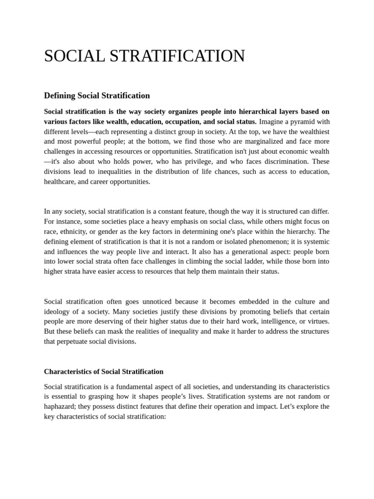 Understanding Social Stratification | PDF | Social Stratification ...