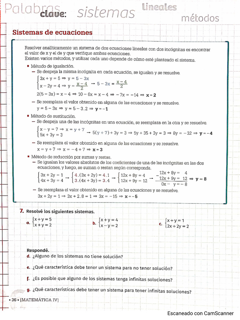 Sistemas de Ecuaciones Lineales | PDF