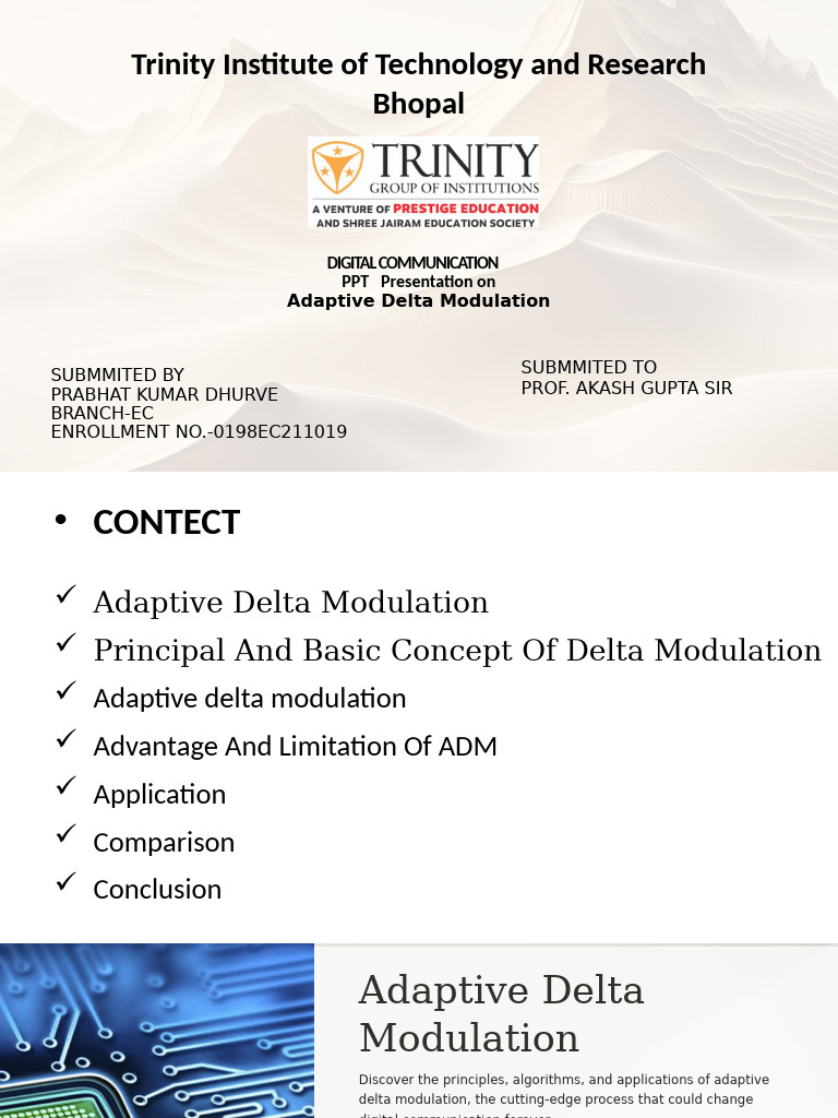 Overview of Adaptive Delta Modulation | PDF | Modulation | Signal ...