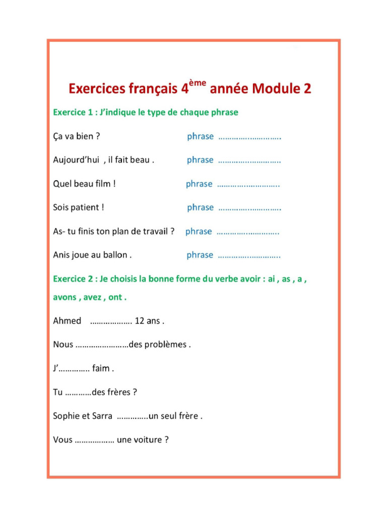 Exercices-Module2 Français Pour 4ème | PDF