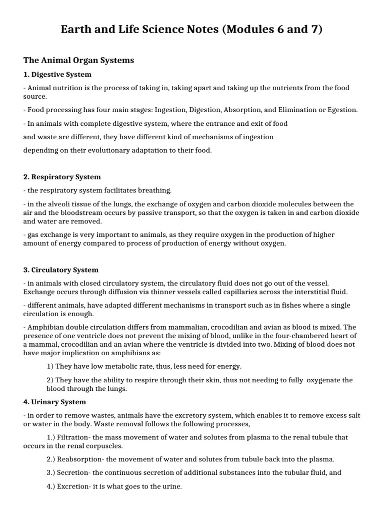 ELS Notes w67 Organ System | PDF | Wellness