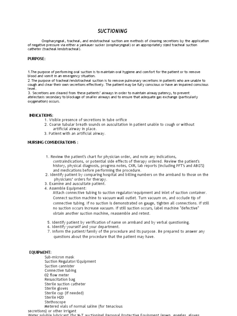 Suctioning | PDF | Respiratory Tract | Catheter