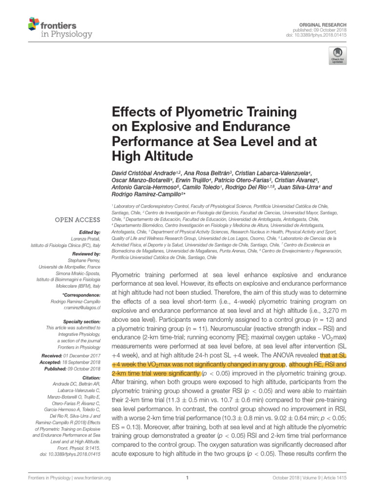2) Effects of Plyometric Training On Explosive and Endurance Performance at Sea Level and at ...