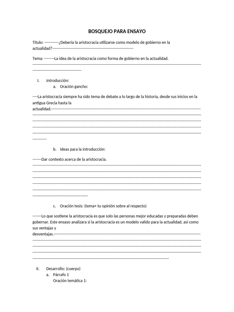 BOSQUEJO PARA ENSAYO (Didactica General) | PDF | Ensayos | Ciencias ...