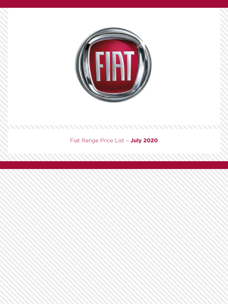 Fiat Range Price List - : July 2020 | PDF | Fuel Economy In Automobiles ...