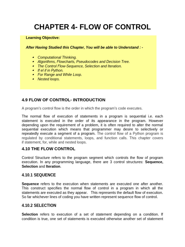 Chapter 4 Flow of Control IP-updated | PDF | Teaching Methods ... Chapter 4 Flow of Control IP-updated | PDF | Teaching Methods ...