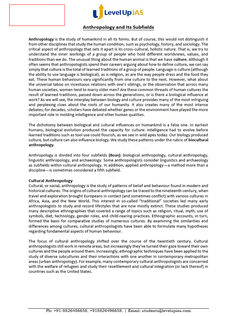Anthropology and Its Subfields.34 | PDF | Dna Replication | Translation ...