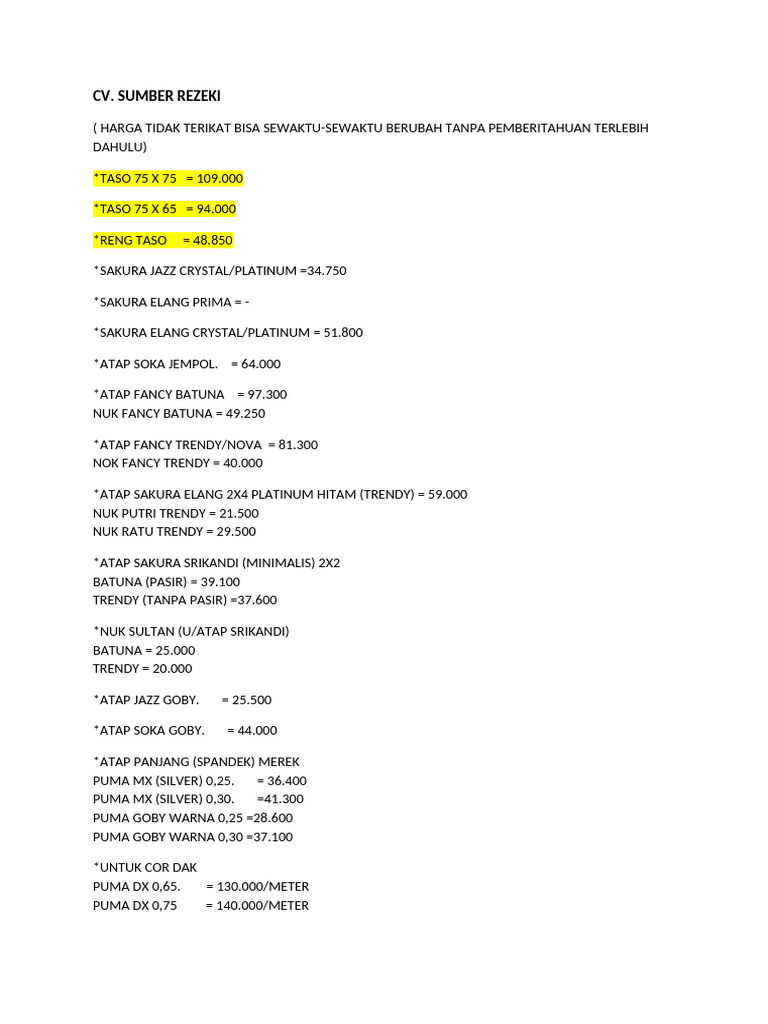 Cv. Sumber Rezeki | PDF | Home & Garden