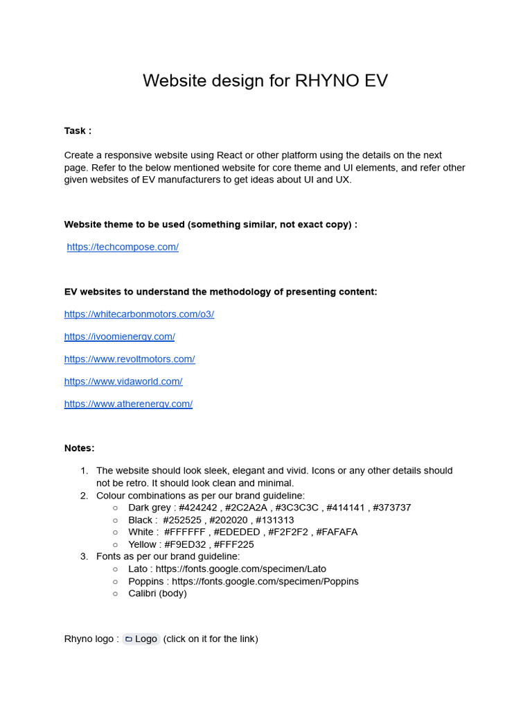 Responsive Website Design for Rhyno EV | PDF