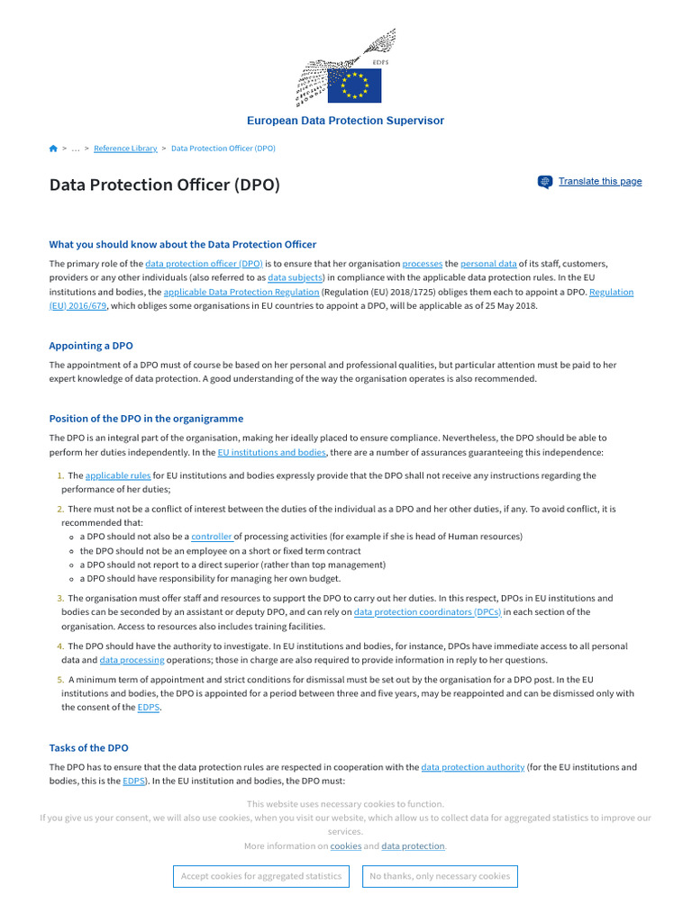 Data Protection Officer (DPO) - European Data Protection Supervisor ...