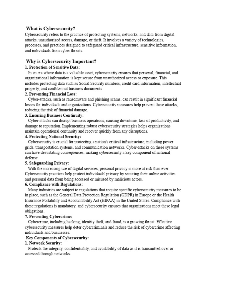 1 Cyber Security Pdf Security Computer Security
