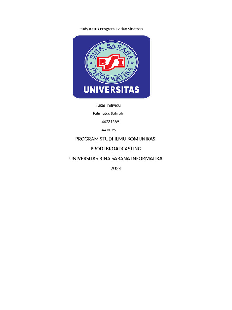 Study Kasus Program Dalam Acara Sinetron Uho | PDF