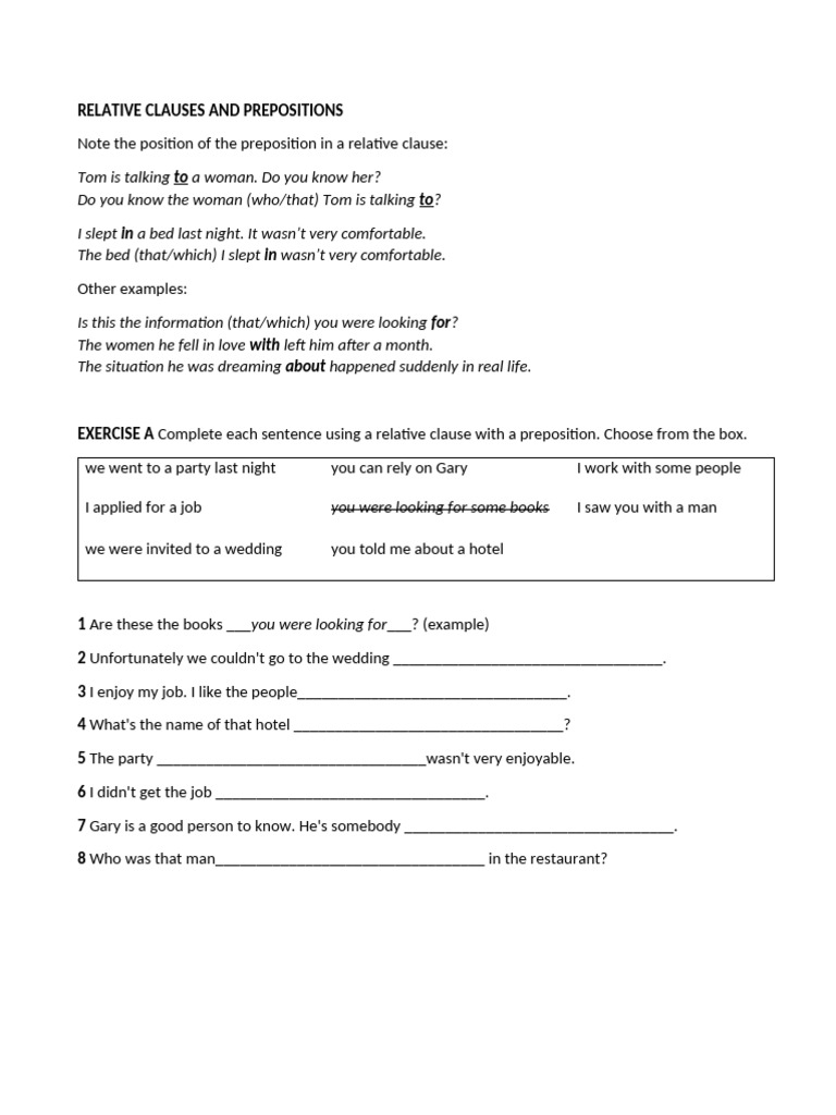 Relative Clauses and Prepositions | PDF