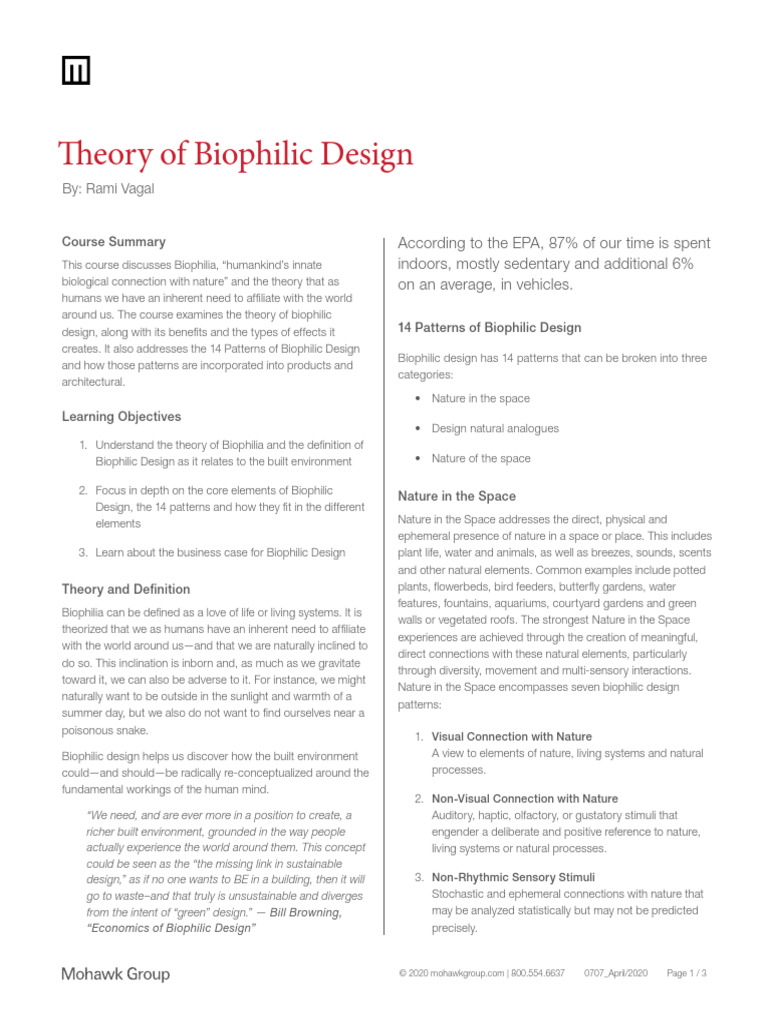 Biophilic Design: Theory & Patterns Explained | PDF | Nature