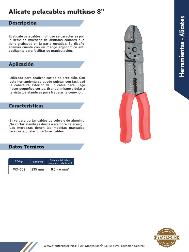 WX-302 -ALICATE PELACABLE MULTIUSO -Stanford | PDF