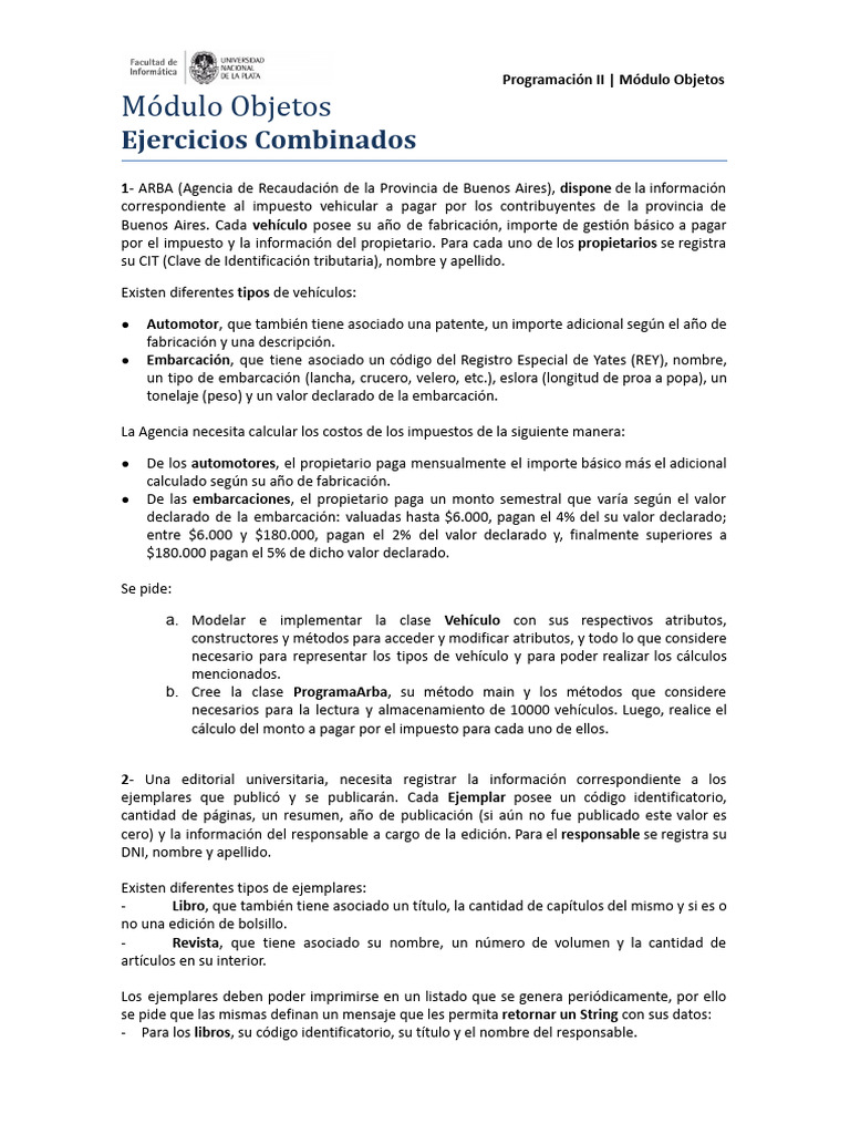 Clase6 Actividades 2024 | PDF | Java (lenguaje de programación) | Objeto (informática)