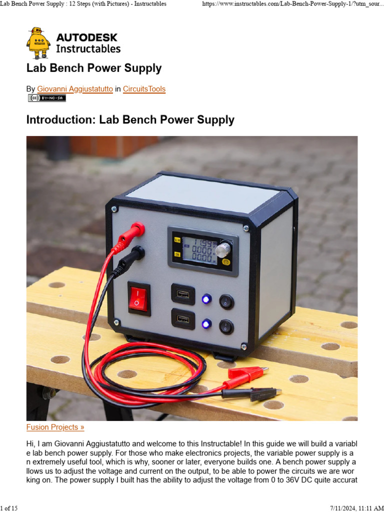 Lab Bench Power Supply - 12 Steps (With Pictures) - Instructables | PDF | Power Supply ...