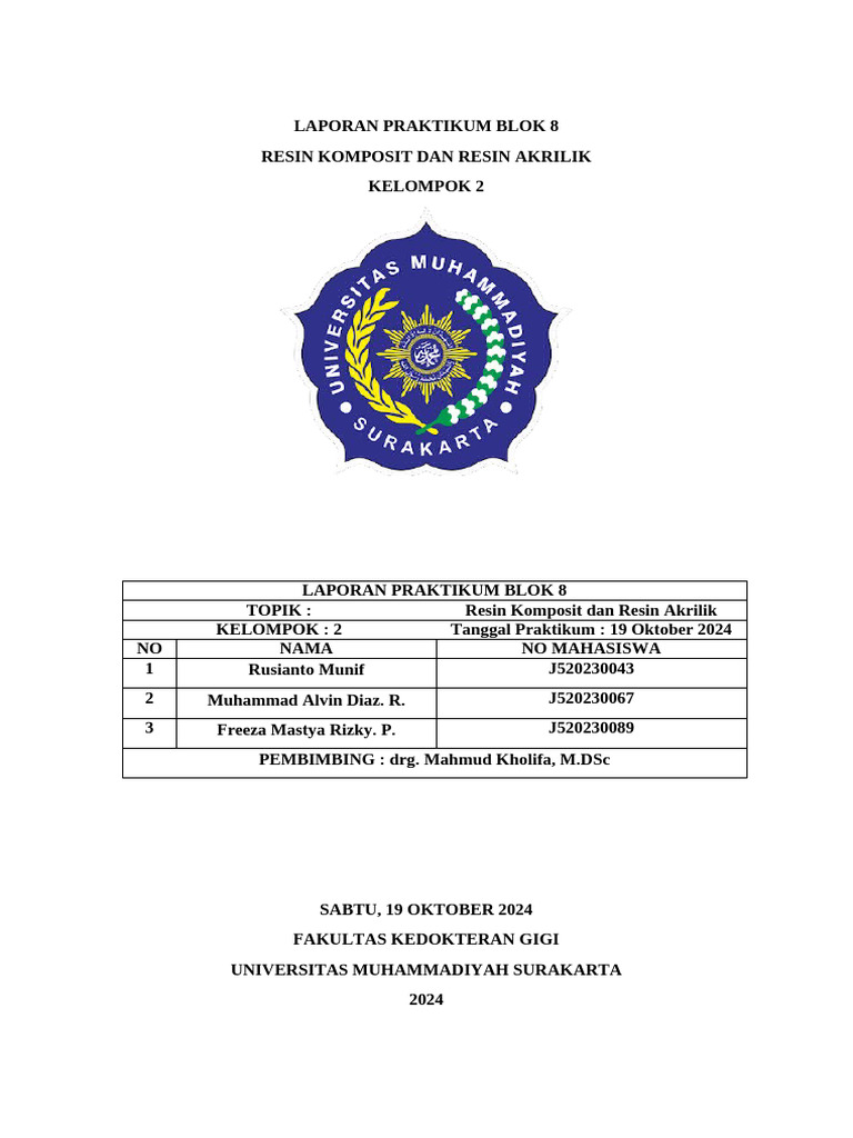 Laporan Praktikum Resin Akrilik | PDF | Sains & Matematika