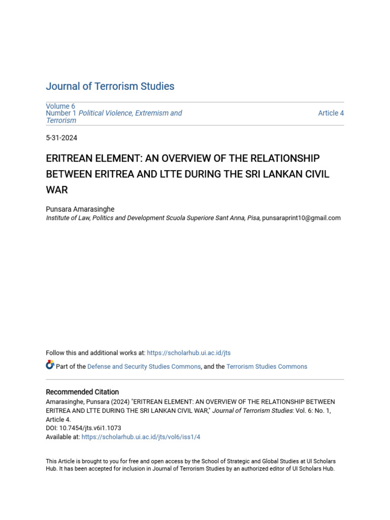 Eritrean Element - An Overview of The Relationship Between Eritrea | PDF | Eritrea | Sri Lanka
