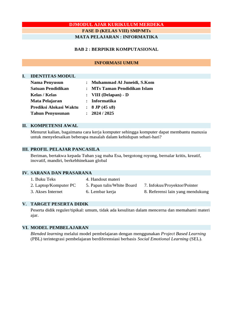 Modul Informatika 8 Bab 2 | PDF
