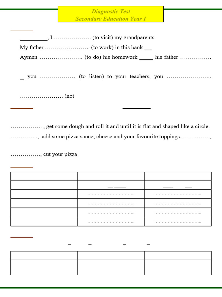 English Grammar Diagnostic Test | PDF