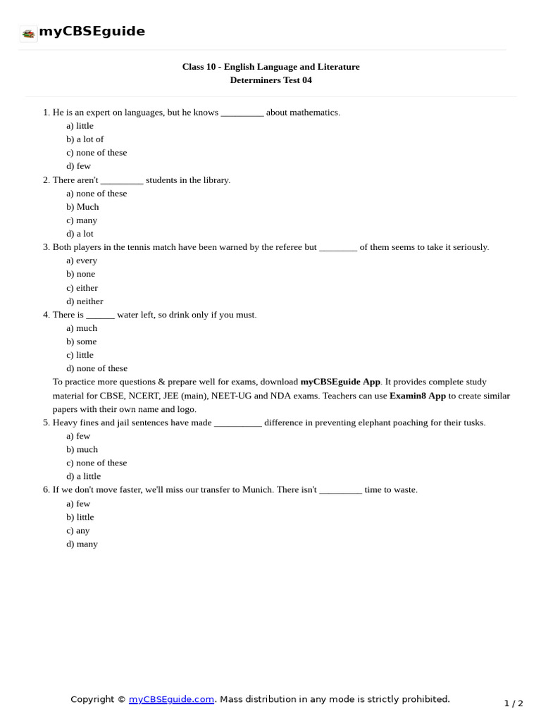 10 Englishll Grammar Determiners Tp04 | PDF