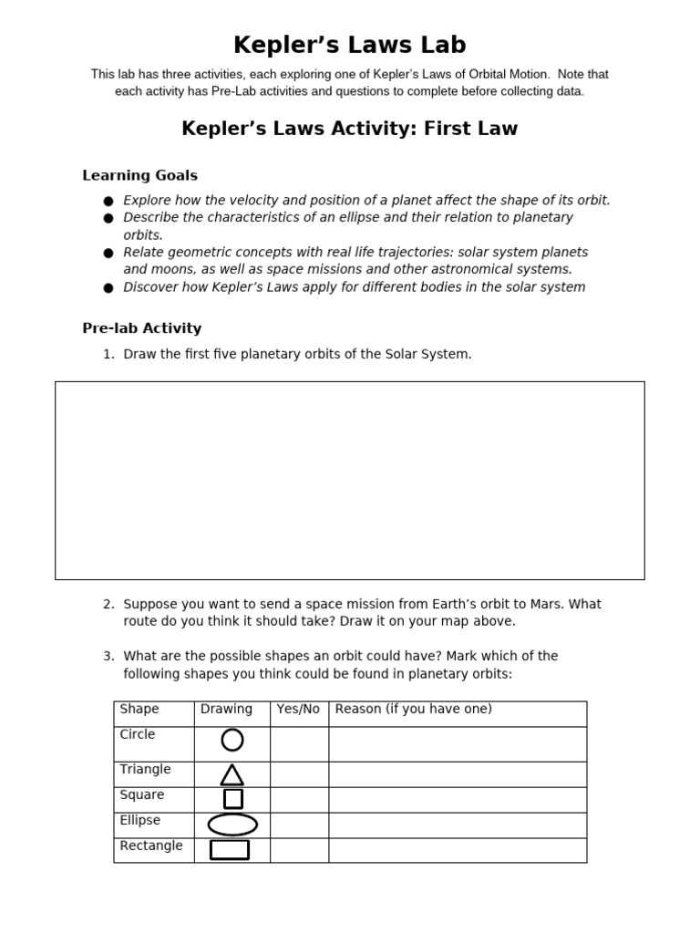 Keplers Laws Lab_2024 | PDF | Orbit | Astronomical Unit
