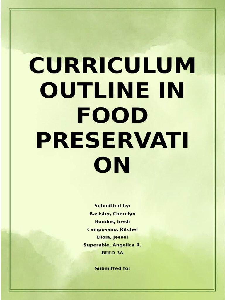 Curriculum | PDF | Food Preservation | Canning