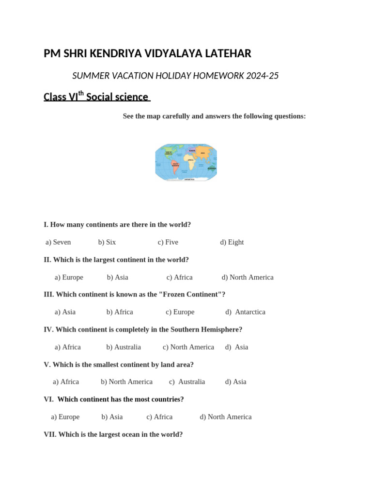 6 Holiday Homework Sst-1 | PDF | Social Science