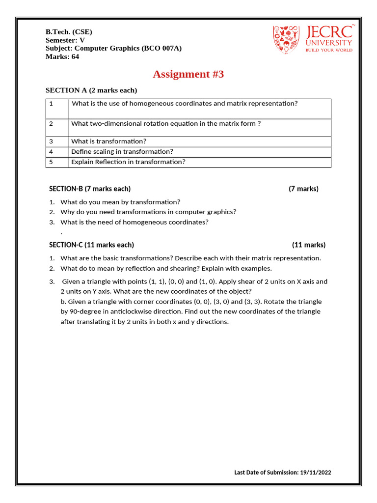 CG (Assignment 3) | PDF | Technology & Engineering