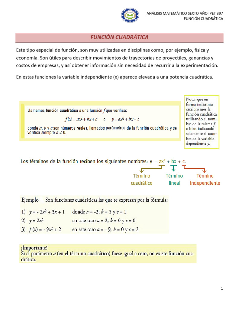 Función Cuadrática | PDF
