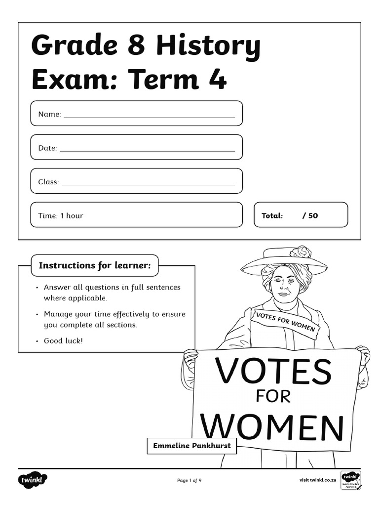 Grade 8 Term 4 History Exam | PDF | World War I | British Empire