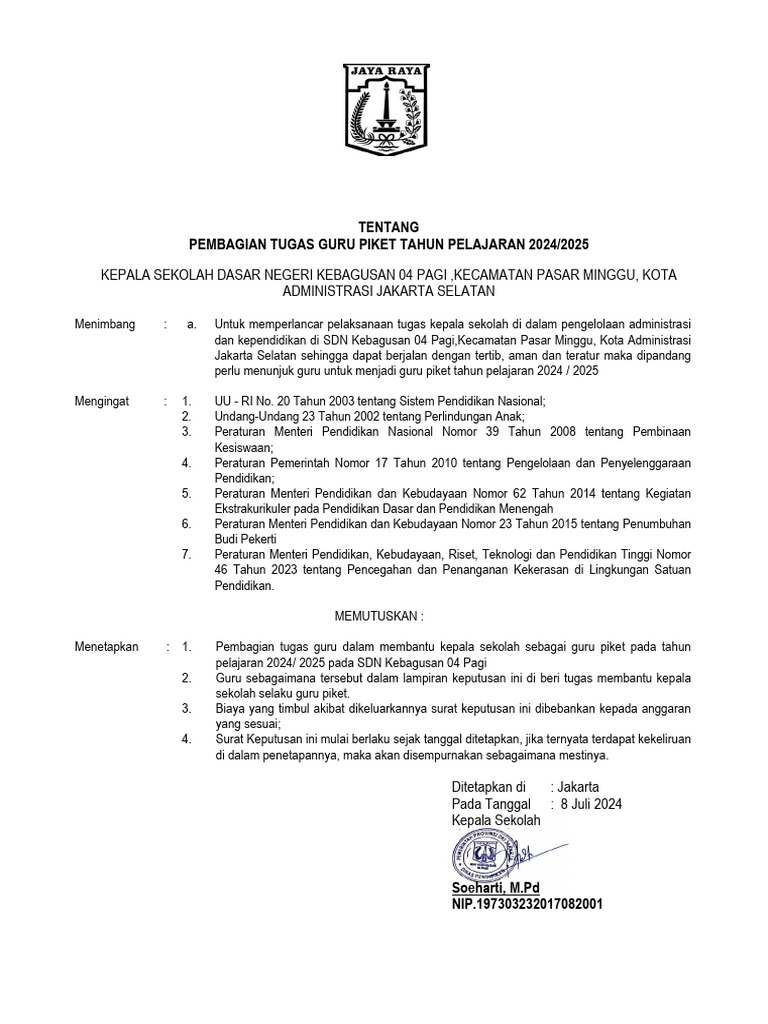 SK Guru Piket TP 2024 2025 | PDF | Kesehatan Holistik