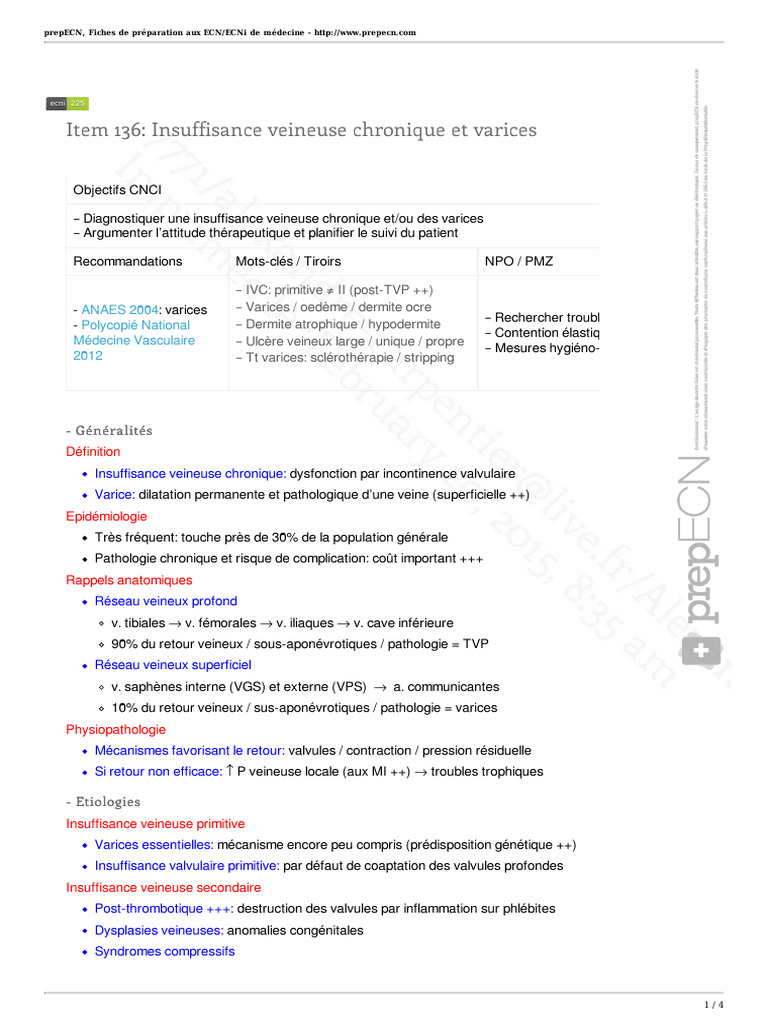 Insuffisance veineuse et varices | PDF | Varices | Médecine clinique