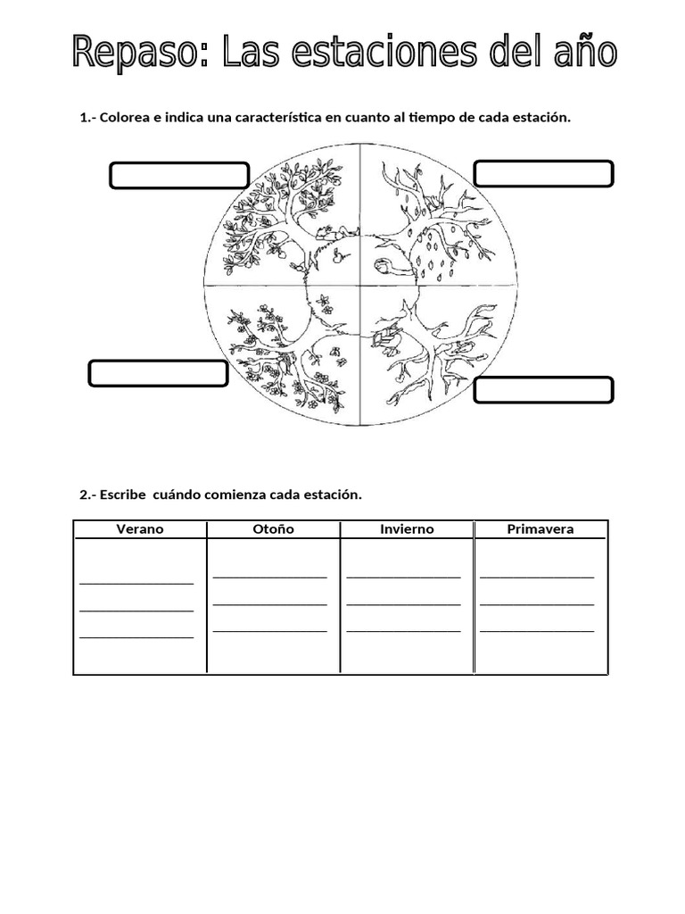 Repaso Las Estaciones Del Año | PDF | Temporada de primavera) | Nido