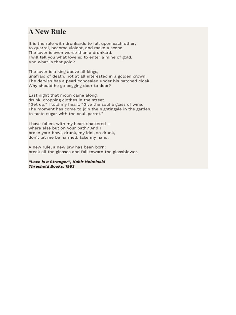 Rumi - A New Rule Poem | PDF
