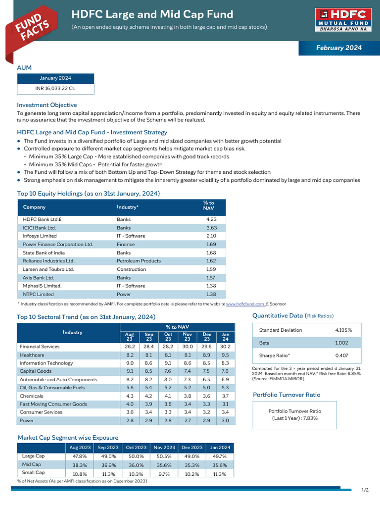 Fund Facts - HDFC Large and Mid Cap Fund - Feb 24 | PDF