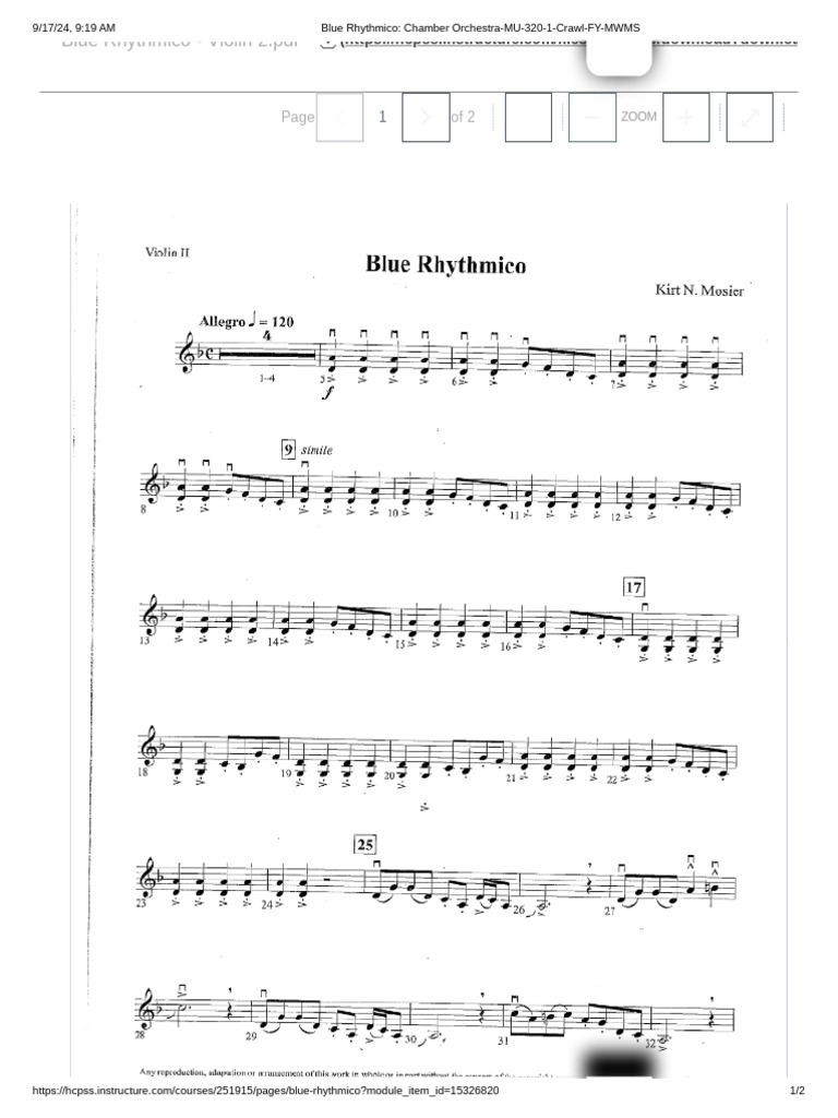 Blue Rhythmico - Chamber Orchestra MU 320 1 Crawl FY MWMS | PDF ...