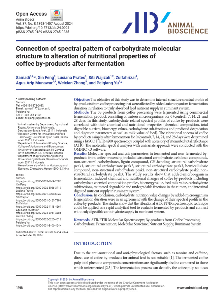 Connection of Spectral Pattern of Carbohydrate Molecular Structure To Alteration of Nutritional ...