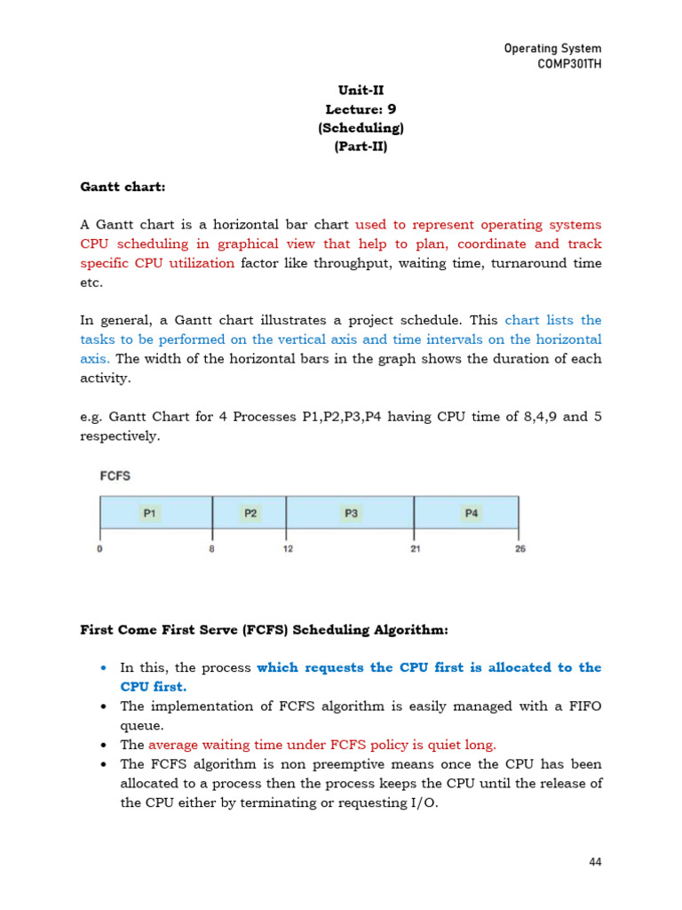 Unit II Lecture 9 Scheduling Part II | PDF | Scheduling (Computing) | Input/Output