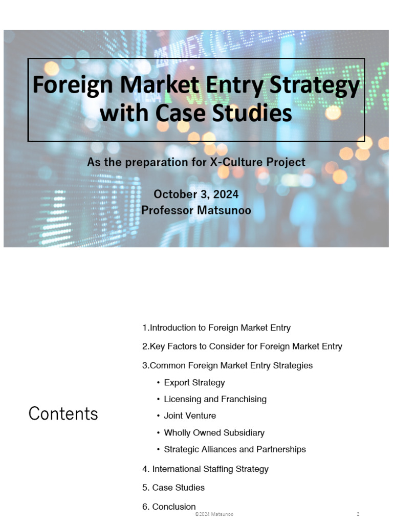 Foreign Market Entry Strategies Overview | PDF | Opportunity Cost ...