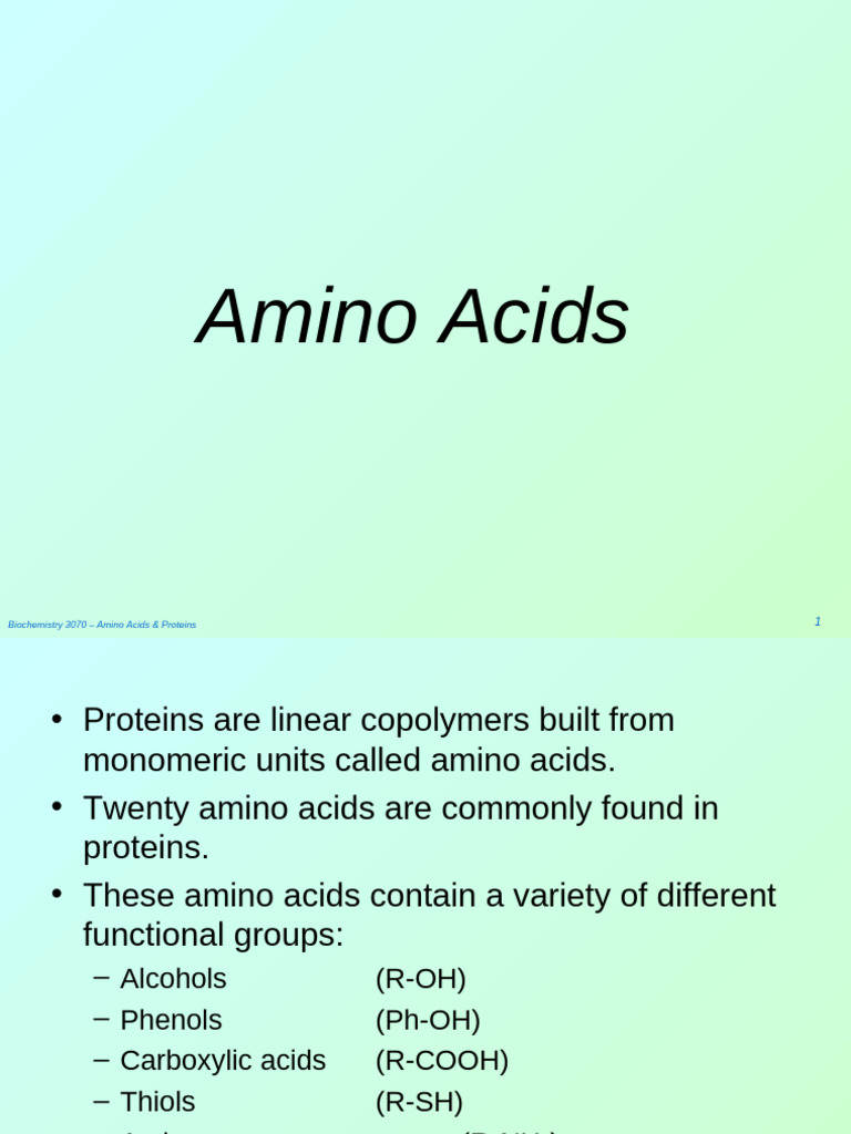 Amino Acids and Protein Structure Overview | PDF | Acid | Amino Acid