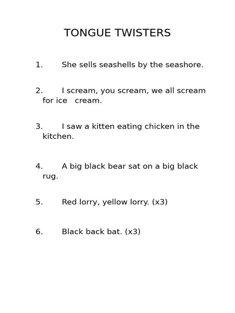 Tongue Twisters | PDF | Art