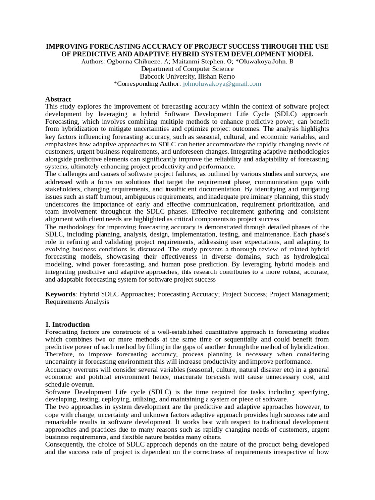 Improving Forecasting Accuracy - R1 | PDF | Software Development ...