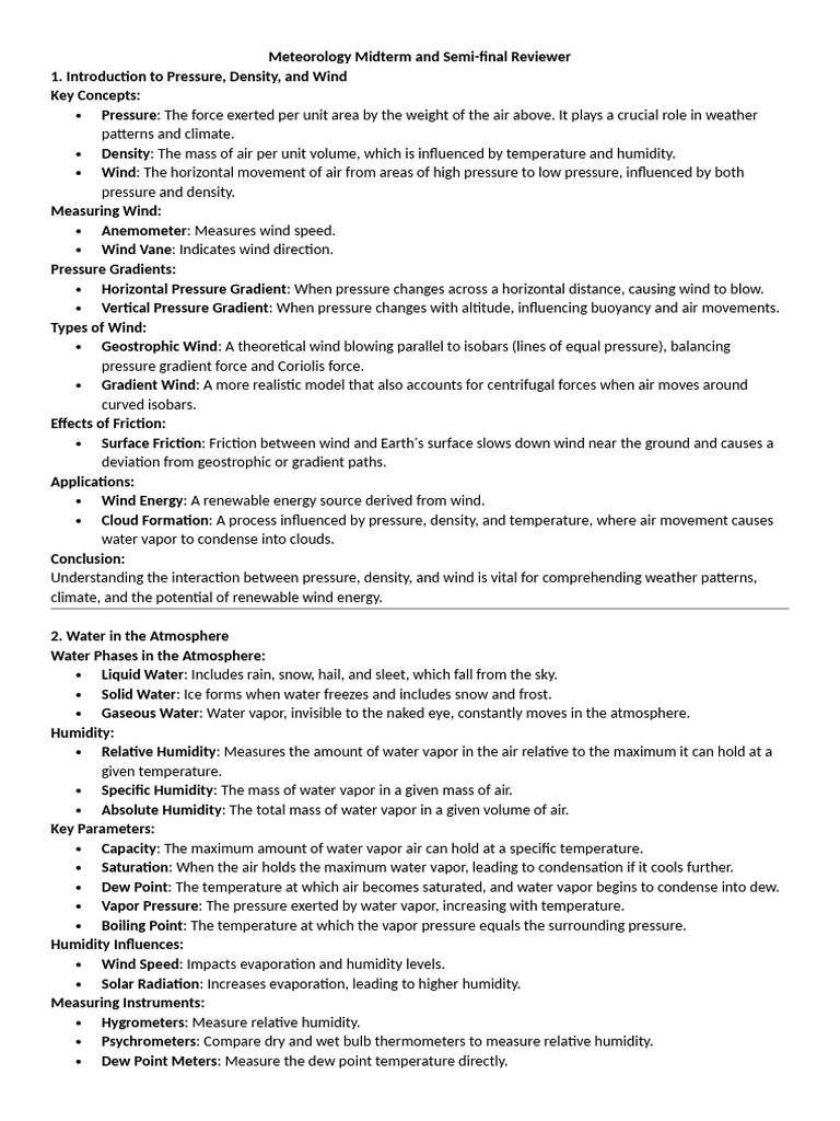 Meteorology Midterm Study Guide | PDF | Atmospheric Circulation ...