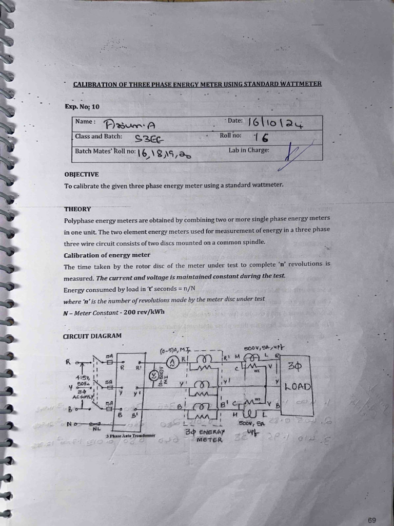 Calibration of 3-Phase Energy Meter | PDF | Equipment | Electrical ...