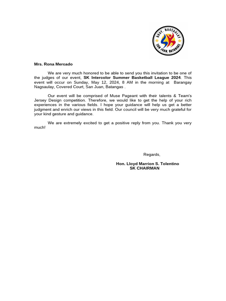 Invitation For Judges | PDF