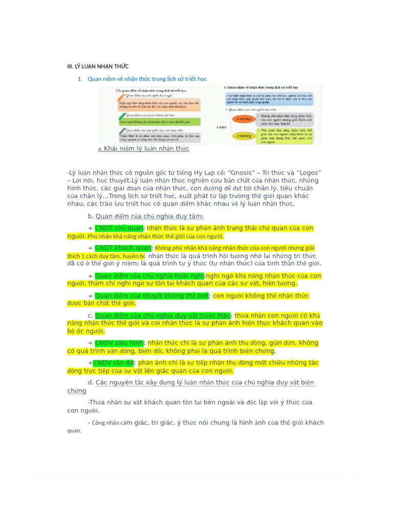 Quan Niem Ve Nhan Thuc Trong Lich Su Triet Hoc Luat Triet Hoc Dai Hoc 83990 | PDF