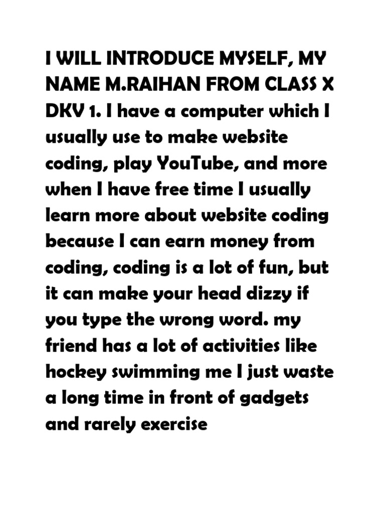 I Will Introduce Myself | PDF